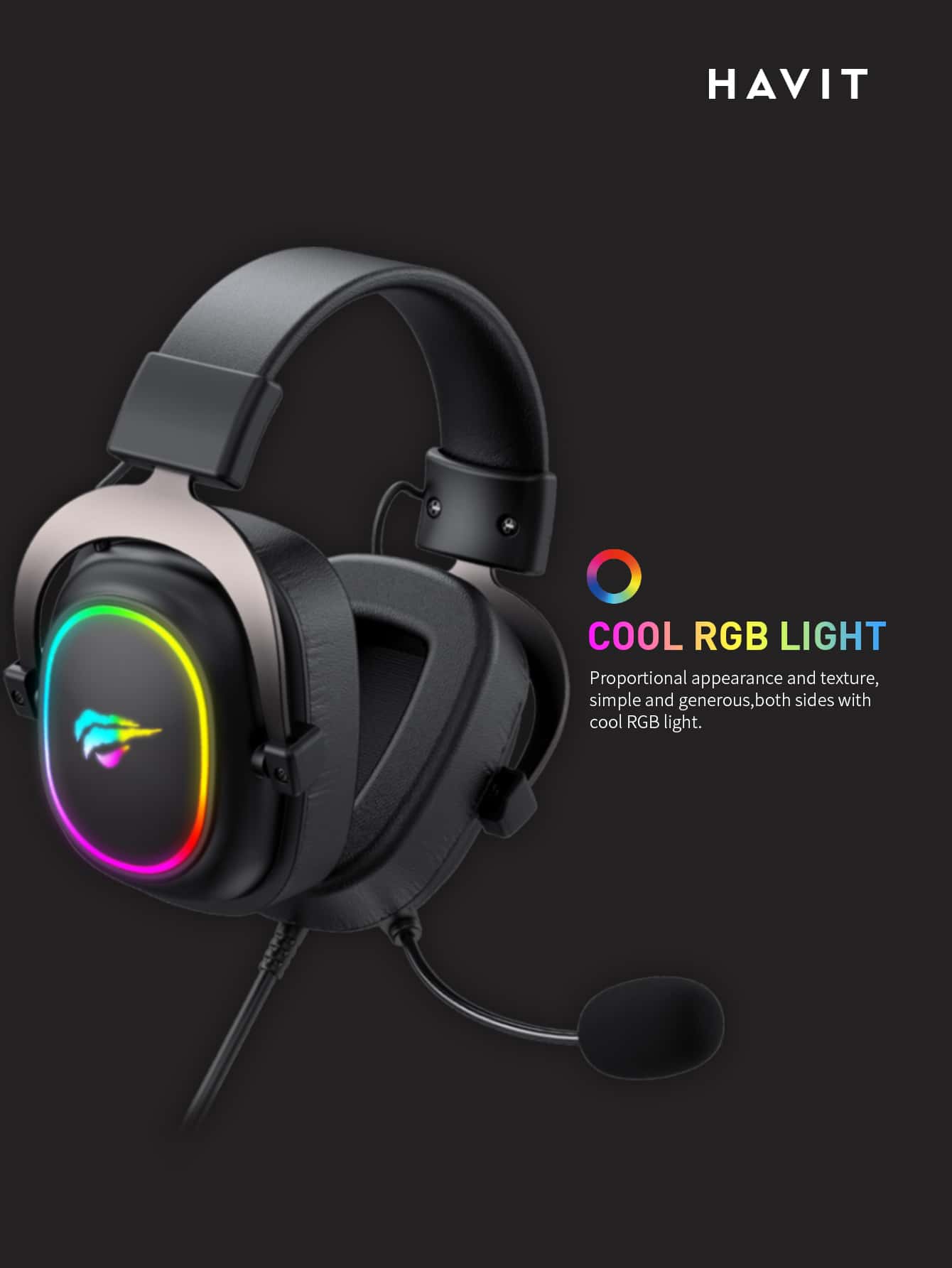 Havit H2002P Gamer Audifonos Auriculares Computer Rgb Gaming Headset 7.1 Surround Sound USB ...