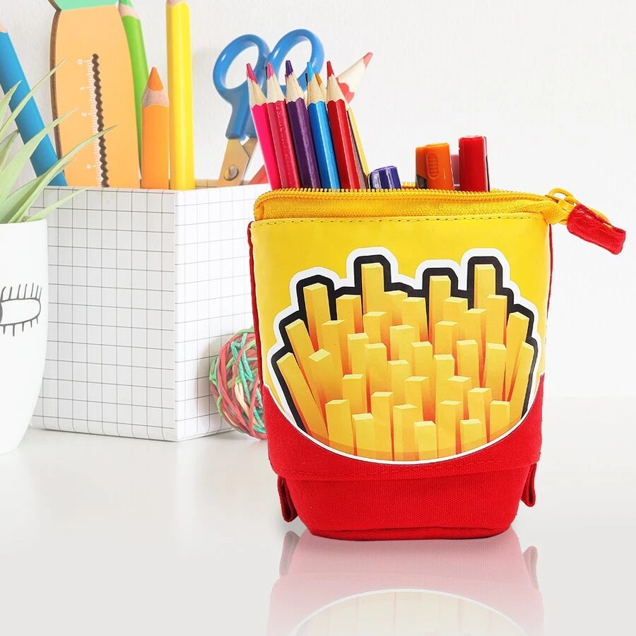 French Fries Design Stretch Pen Pouch Suitable For School Use | SHEIN USA