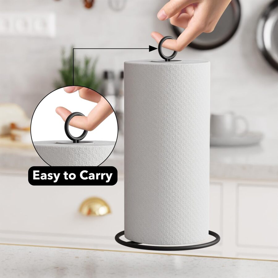 Black Countertop Paper Towel Holder, Kitchen Roll Rack, Small Metal ...