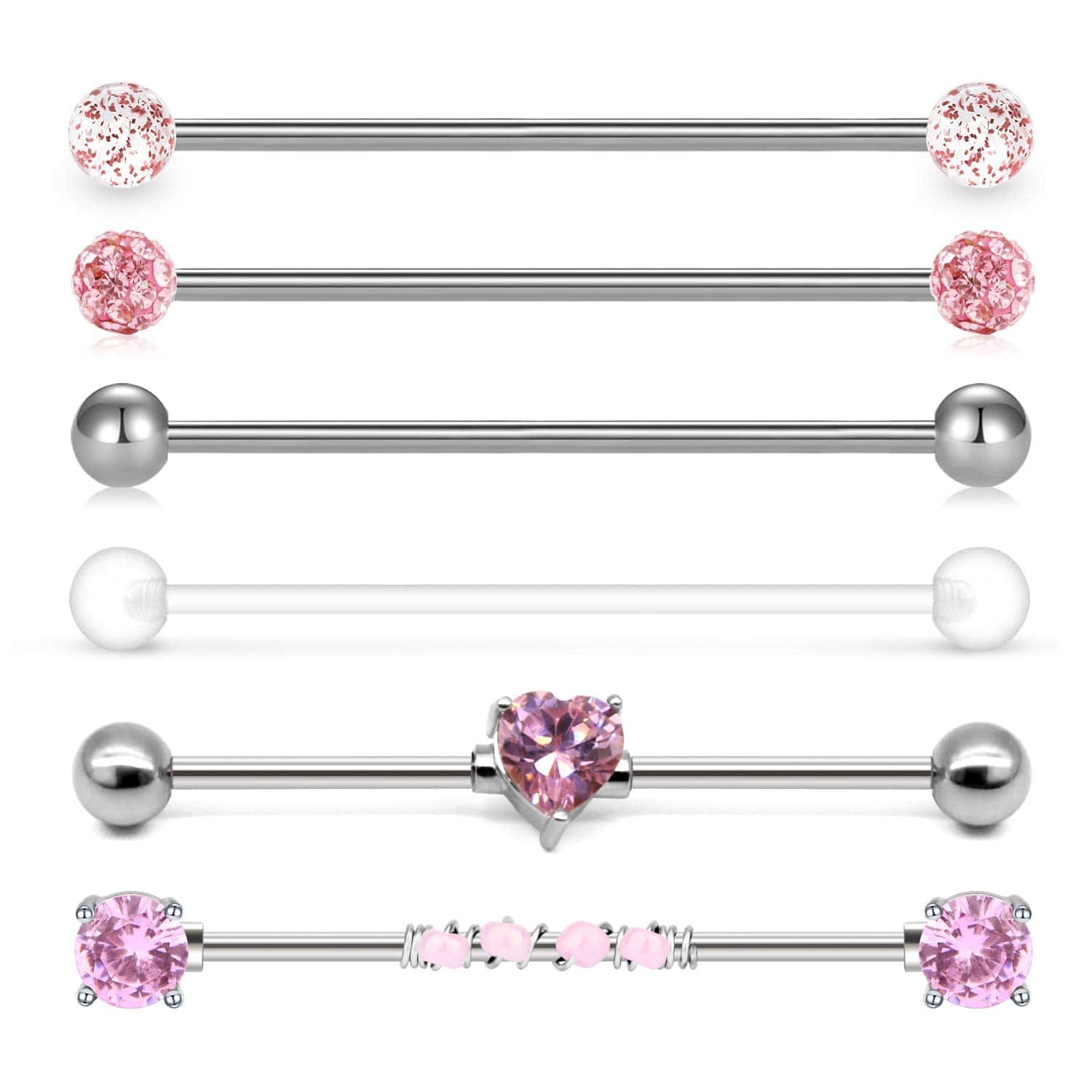 CIZME 1set/6pcs Stainless Steel Barbell Ear Piercing For Women | SHEIN USA
