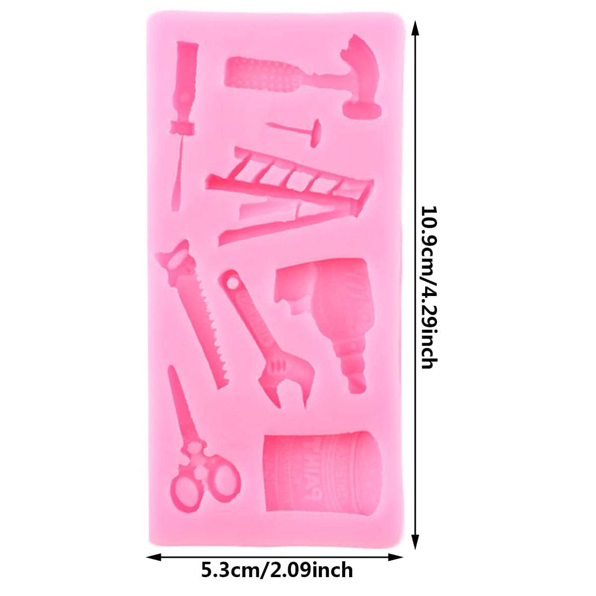 3D Hardware Spanner Scissors Saw Ladder Silicone Molds Cupcake Topper ...