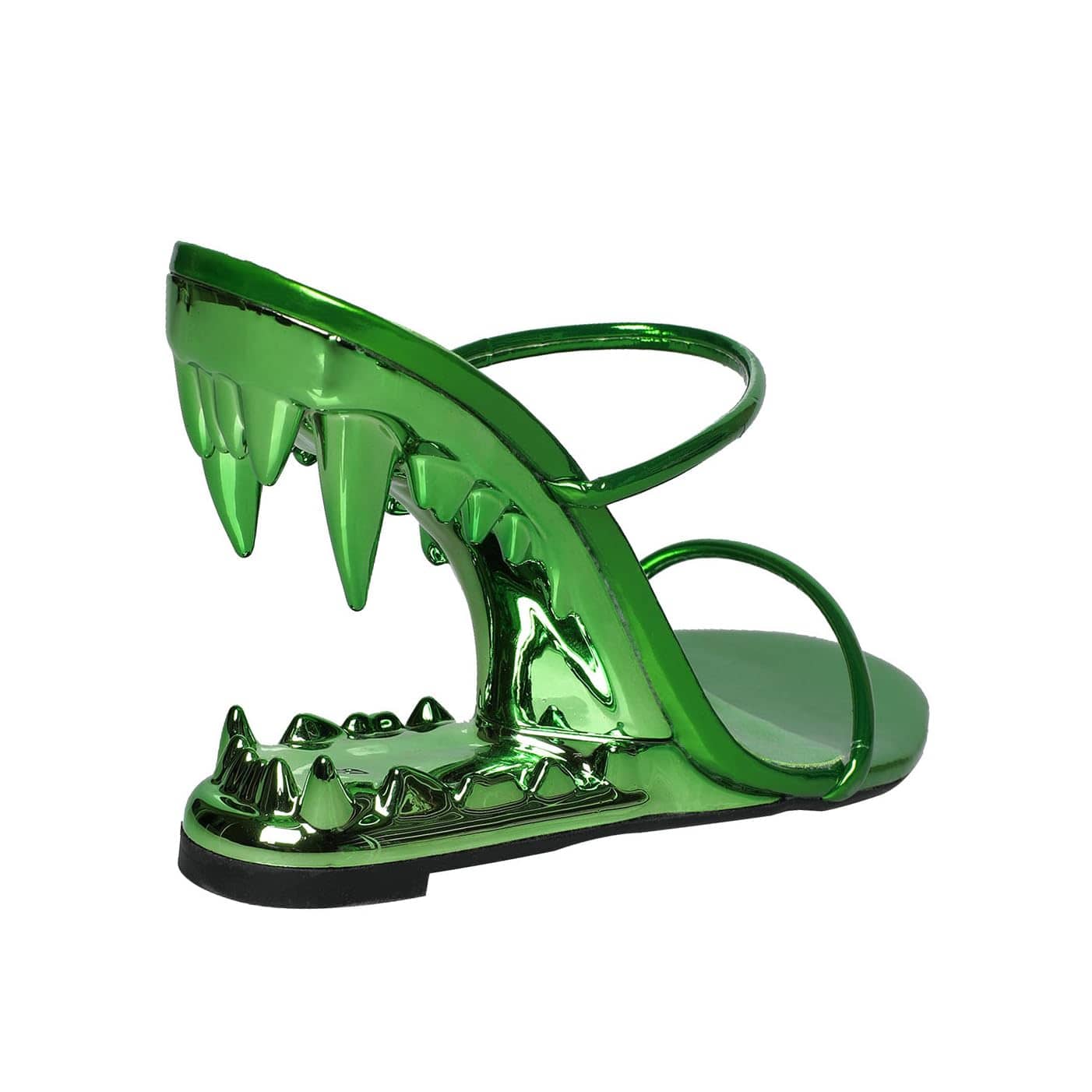 Arqa Metallic Heel Sandals for Women Open Toe Tiger Tooth Wedge Mules ...