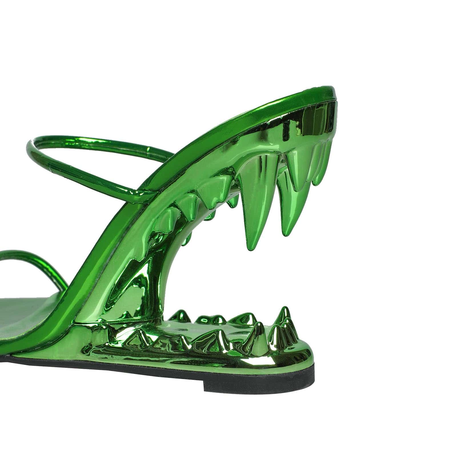 Arqa Metallic Heel Sandals for Women Open Toe Tiger Tooth Wedge Mules ...