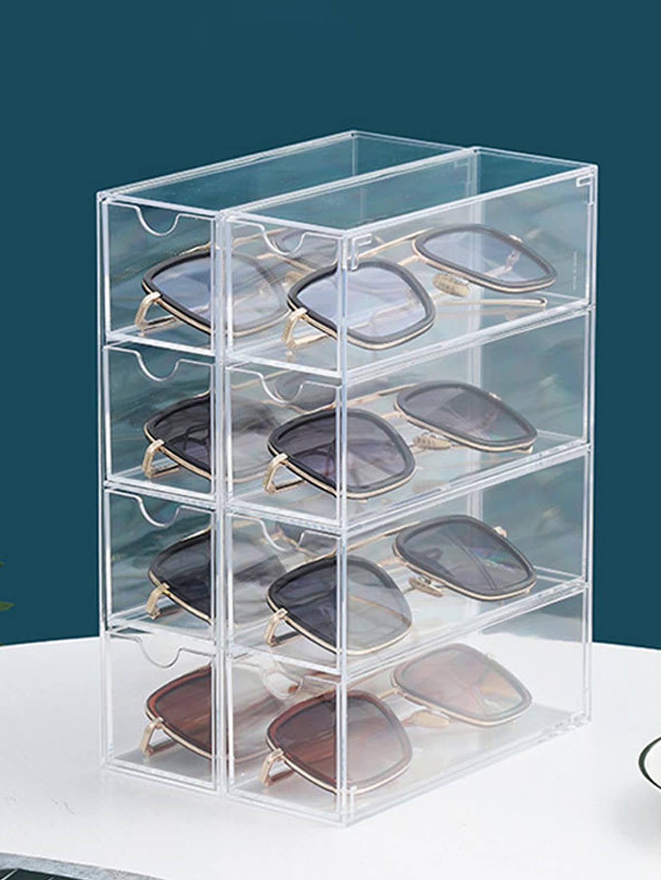 1pc 4-layer Transparent Acrylic Dust-proof Drawer Style Storage Box