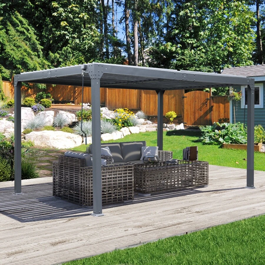 Aoodor Outdoor Louvered Pergola 10 x 13 ft. Aluminum Pergola Waterproof ...