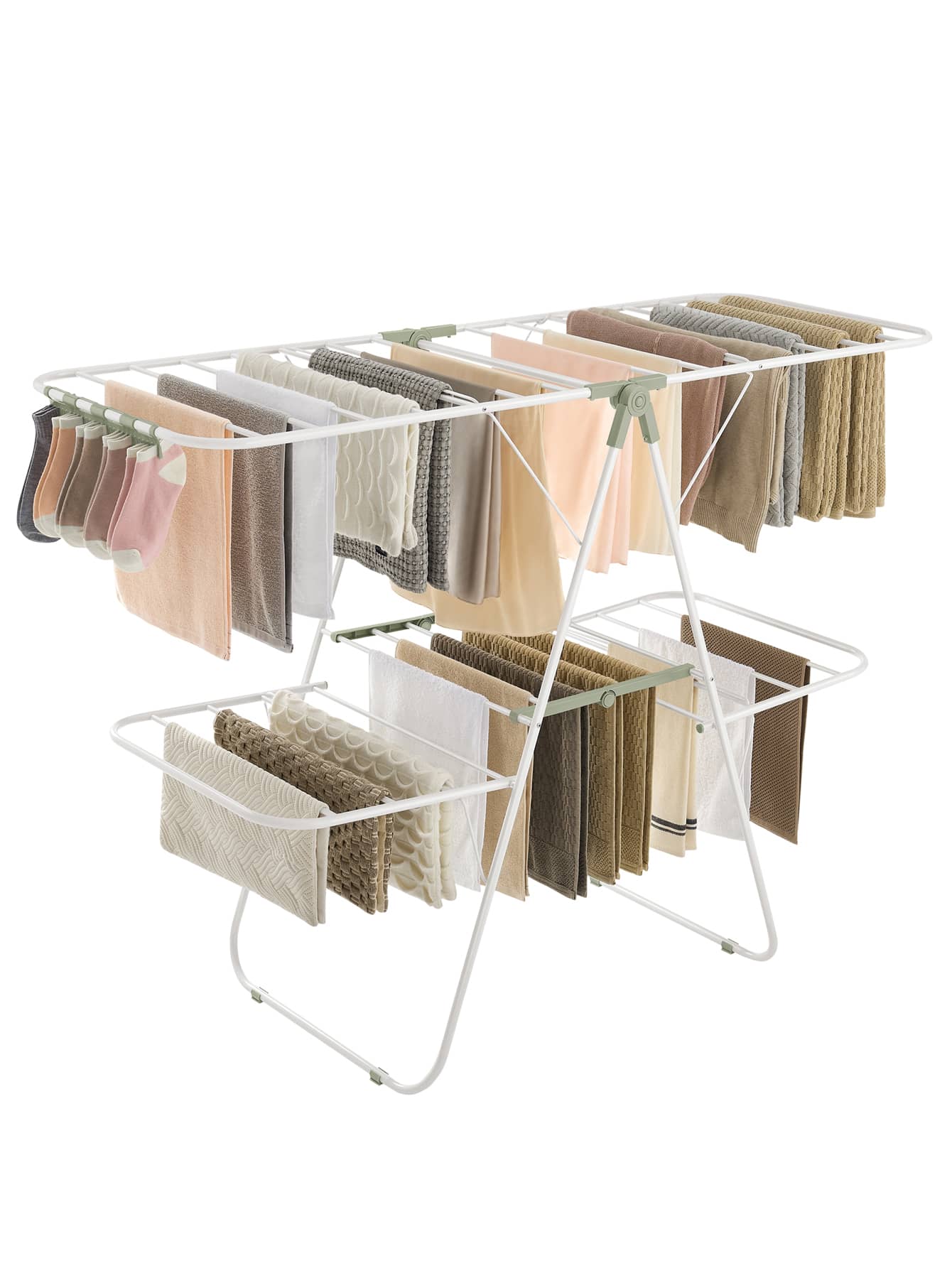 SONGMICS Clothes Drying Rack, Foldable 2-Level Laundry Drying Rack ...