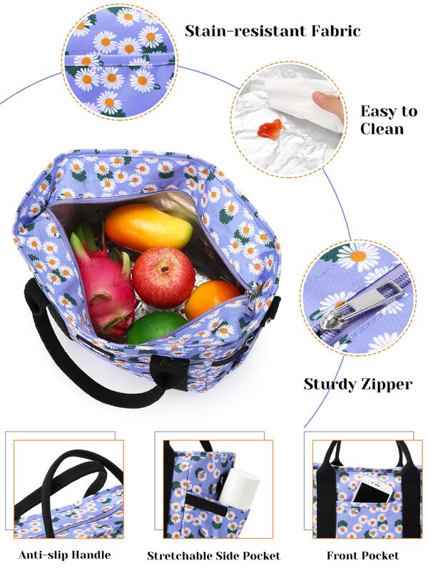 Lunch Bag Reusable Insulated Tote Box Cooler Bag with Water Bottle ...
