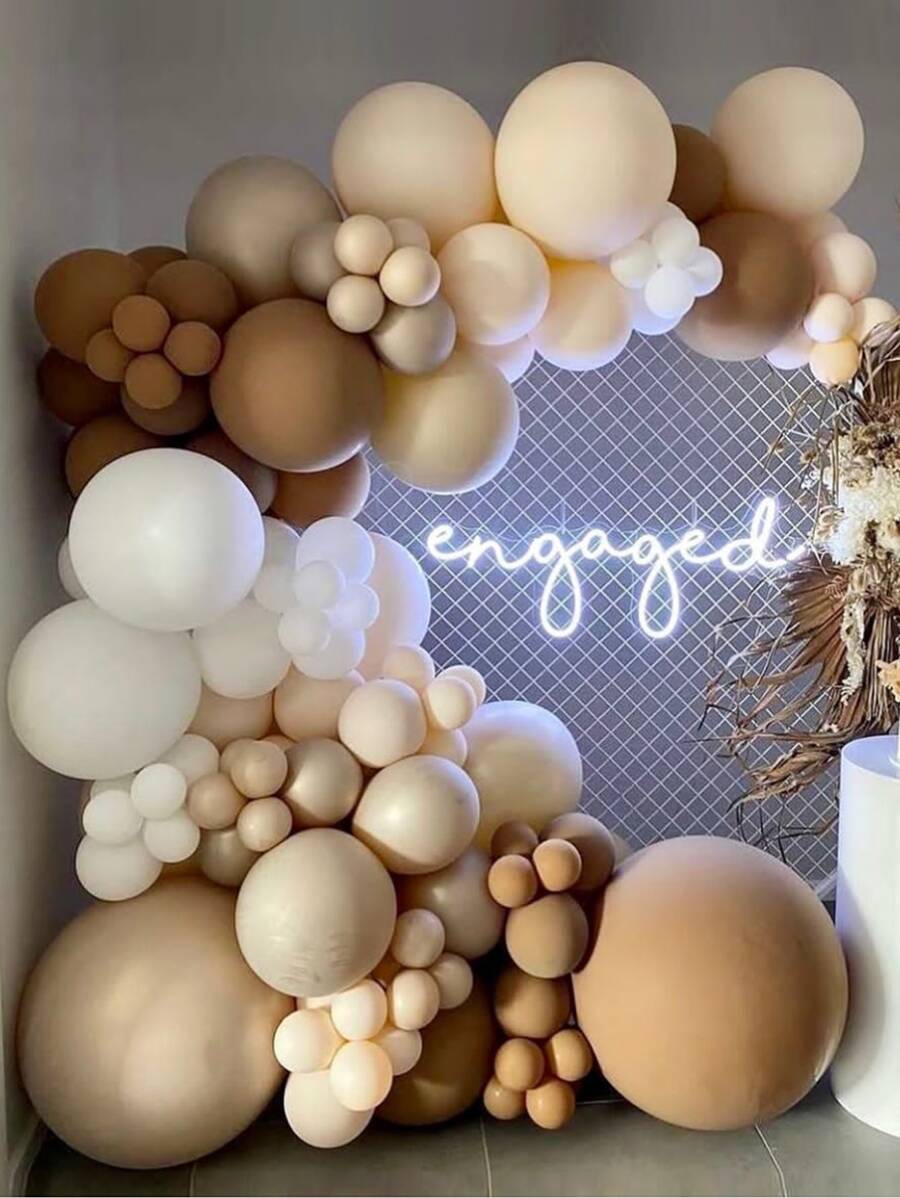 122pcs Coffee Brown Beige Balloon Garland Arch Kit Rustic Wedding ...