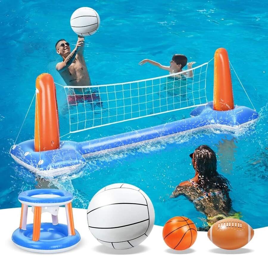 Pool Toys - Swimming Pool Basketball & Volleyball Sets Incl Inflatable ...