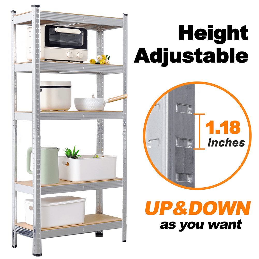 5 Tier Utility Shelf,Metal Storage Shelves,Kitchen Shelves,Microwave ...