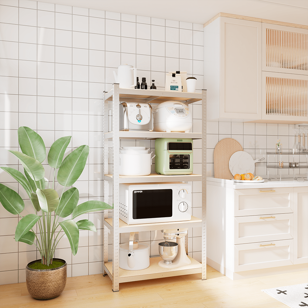 5 Tier Utility Shelf,Metal Storage Shelves,Kitchen Shelves,Microwave ...