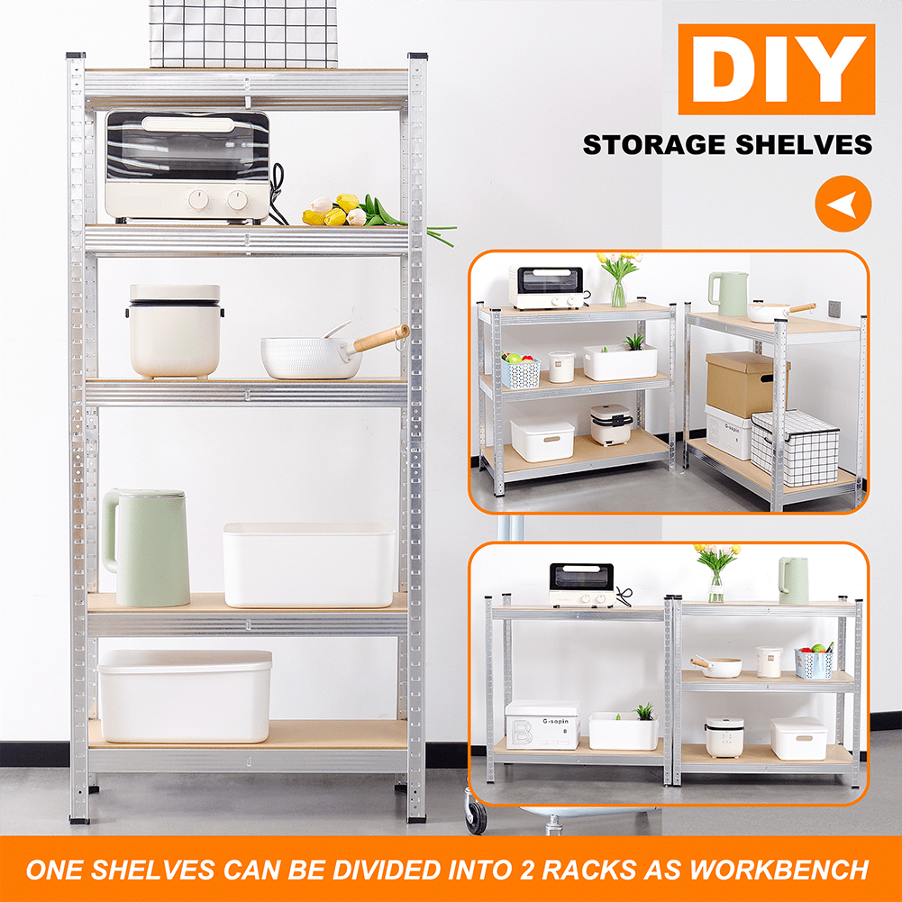 5 Tier Utility Shelf,Metal Storage Shelves,Kitchen Shelves,Microwave ...