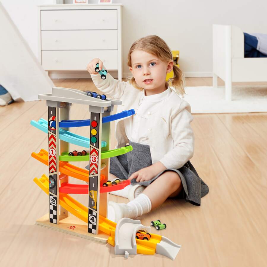 Wooden Car Ramp Toddler Toys For 1 2 Year Old Boy Race Track, Race Car ...