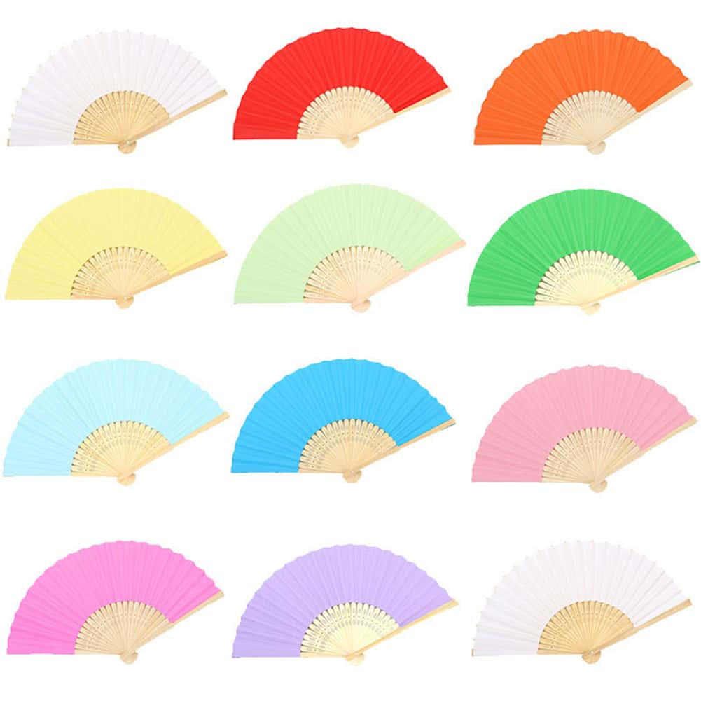 1 Paper Colorful Paper Fan Blank Folding Fan Children's Painting Fan ...