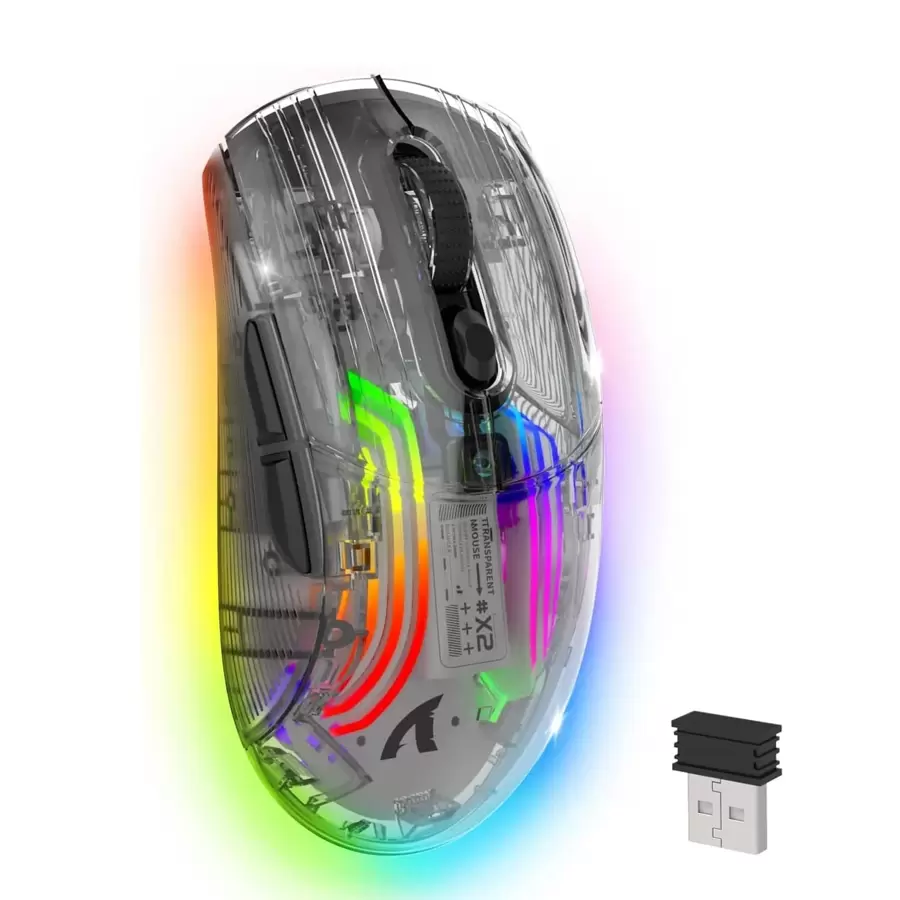 Wireless Gaming Mouse PC Transparent Shell Computer Mice with Dual mode ...