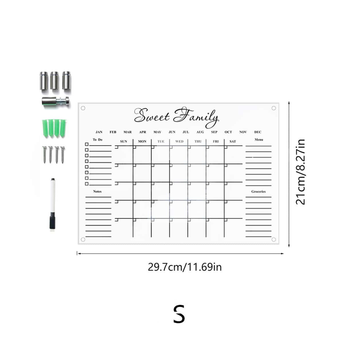 6pcs Erasable Acrylic Uv Printed Wall-mount Calendar Planner For Weekly ...