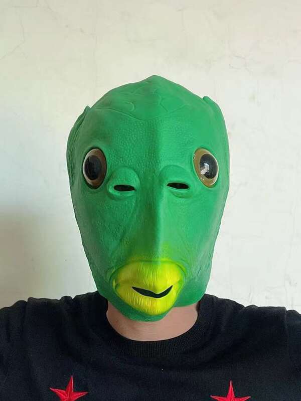 1pc Green Fishman Head Shield Funny Costume Party Masquerade Shield ...