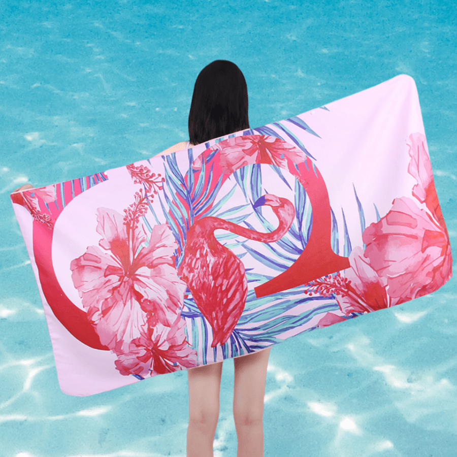 Pink Beach Towel With Flamingo & Letter 's' Pattern | SHEIN USA