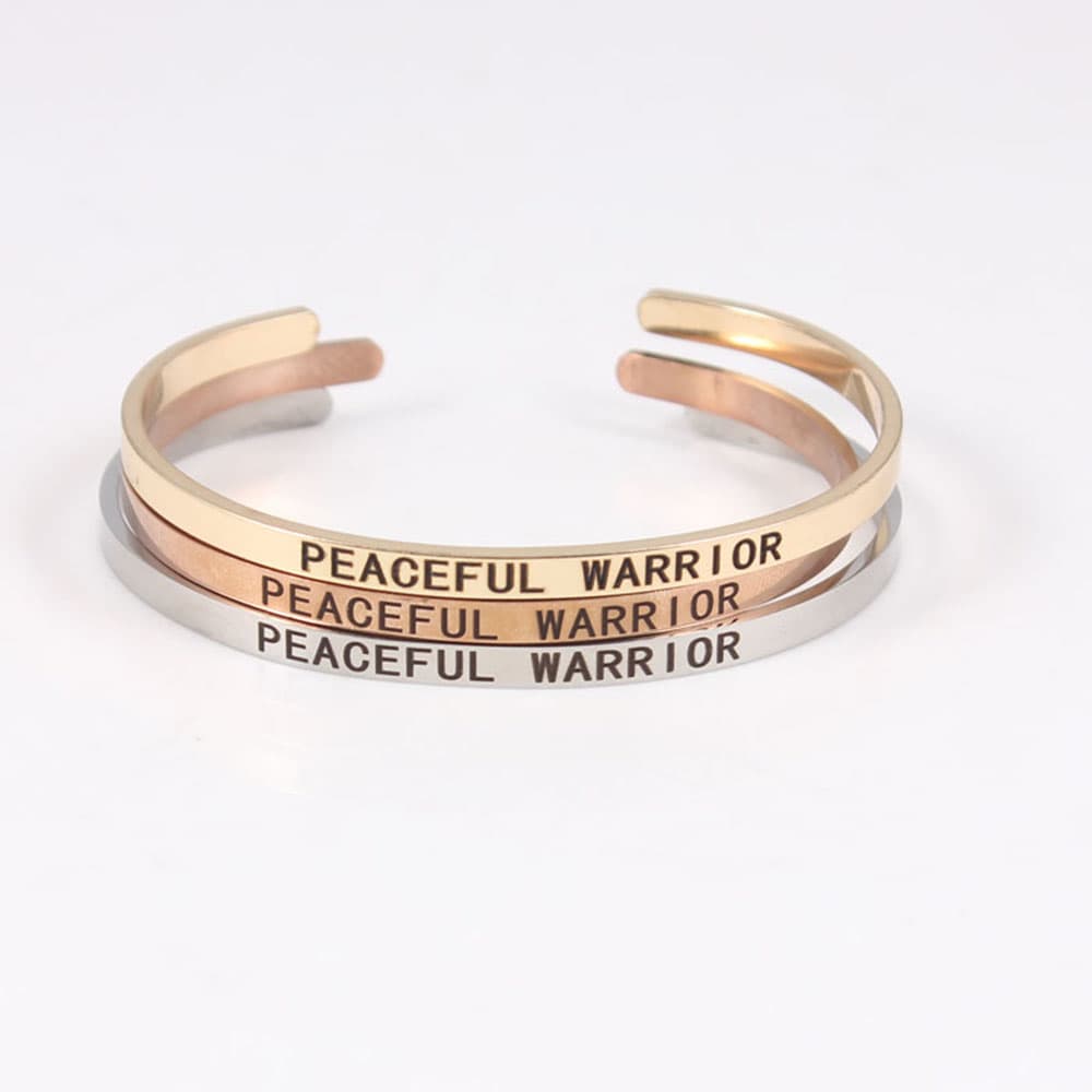 Men's Open Cuff Bracelet With Inscription Inspirational Motto ...