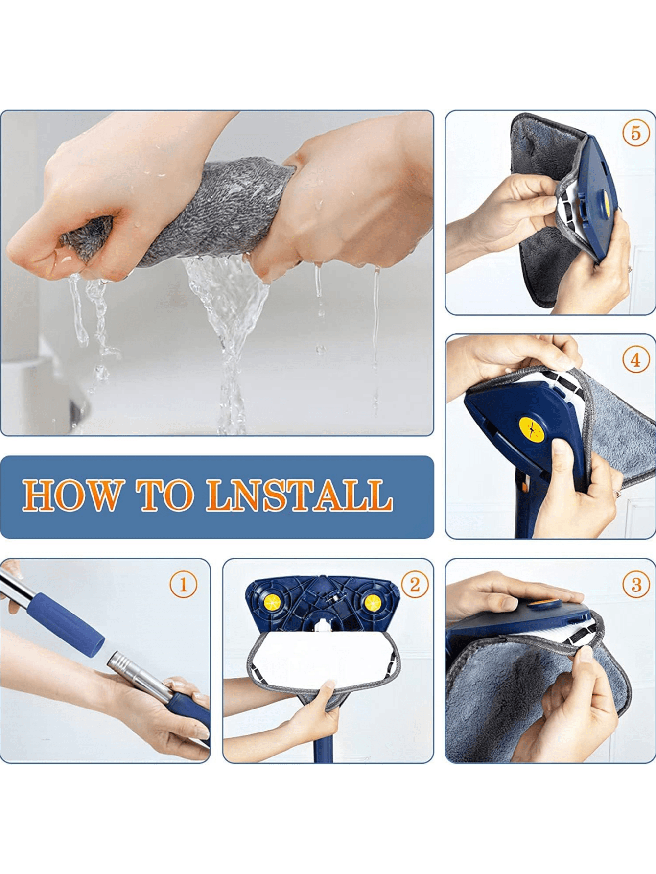 360° Rotatable & Adjustable Cleaning Mop, Telescopic Triangle Mop With ...