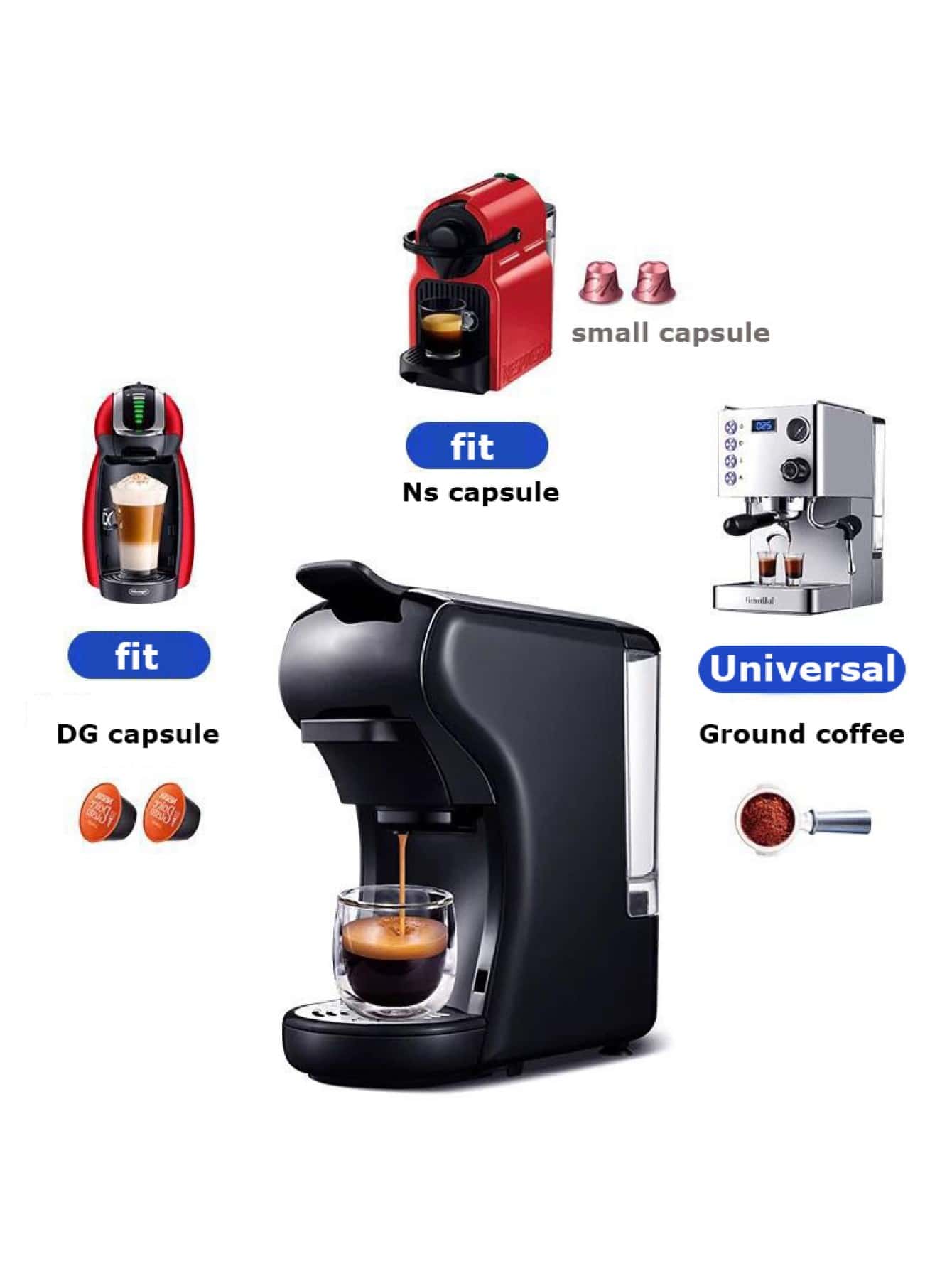 Machine à café 19 bars 3 en 1, capsules multiples chaudes et froides, expresso, dosette, Dolce ...