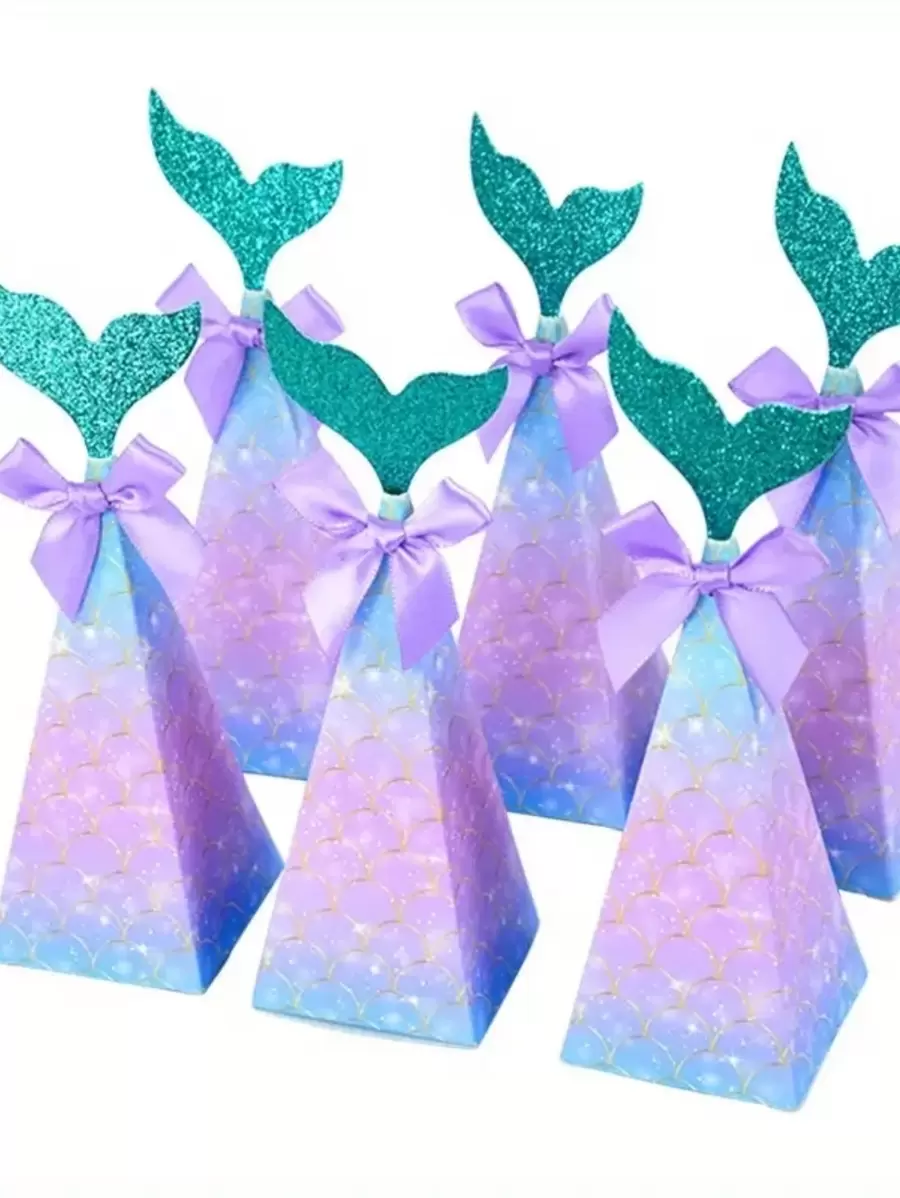 10pcs Mermaid Tail Candy Box Little Mermaid Theme Party Chocolate Gift ...