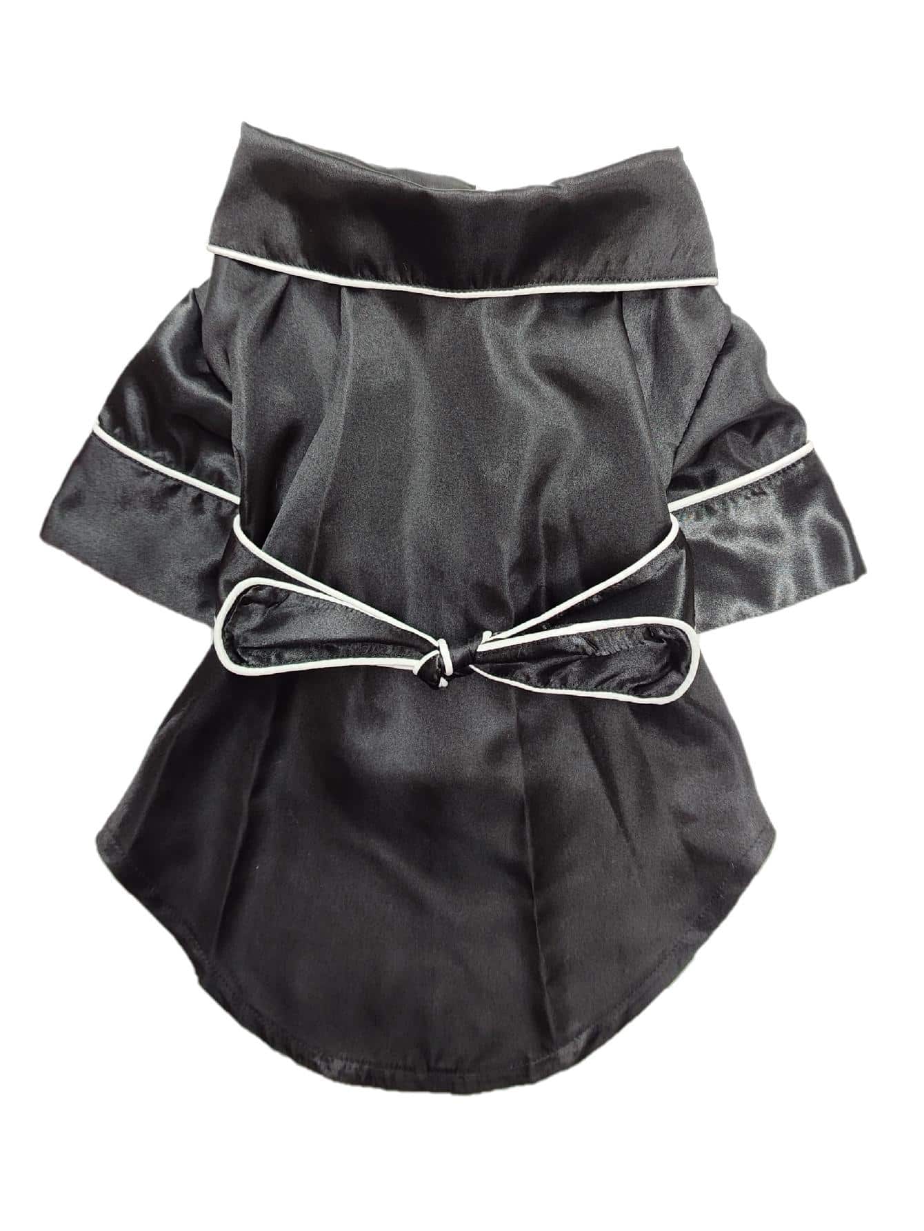 1pc Linen Solid Color Pet Sleeping Robe With Handmade Rolled Belt, Cool ...