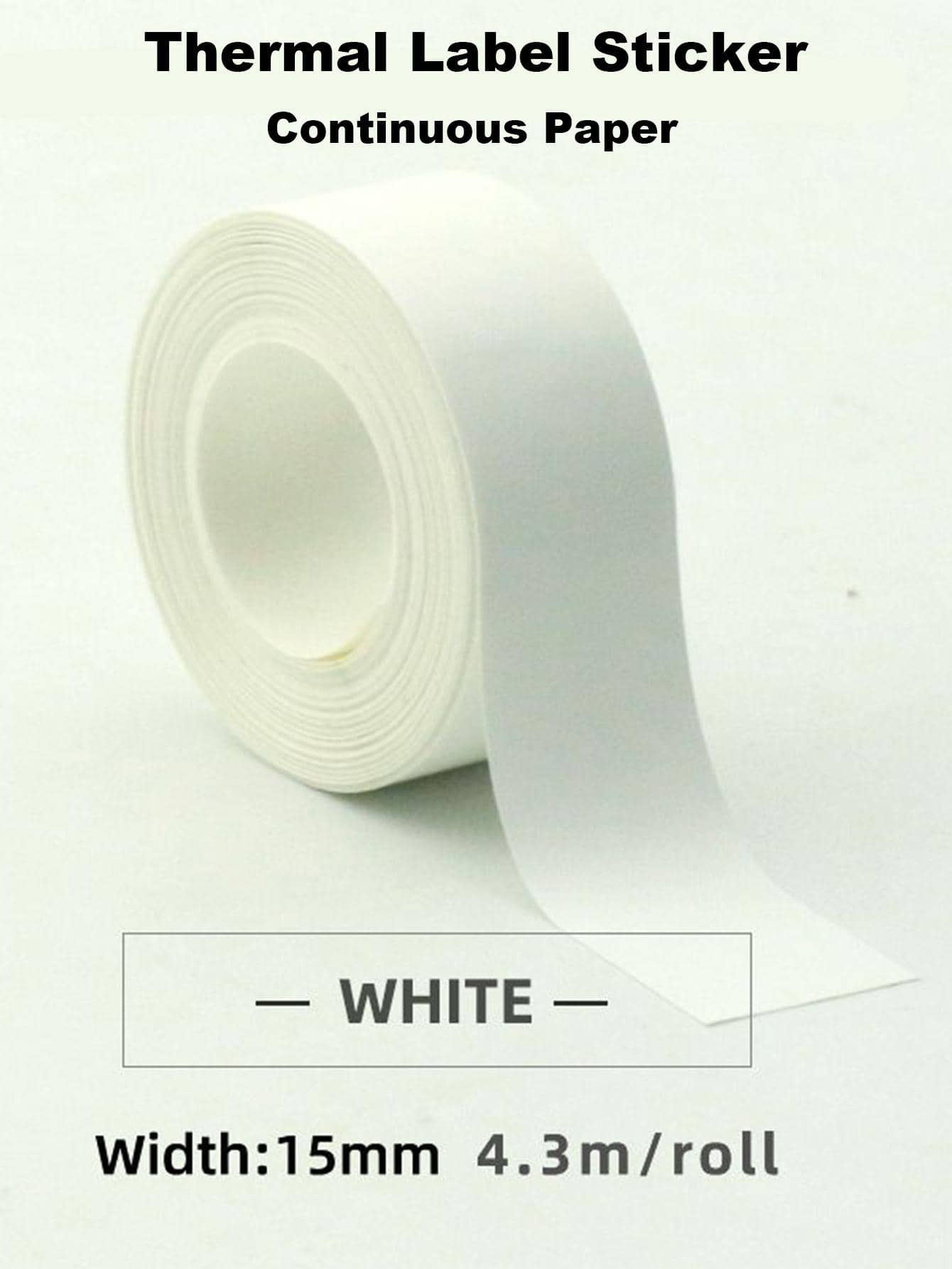 1Roll Label Thermal Paper 15mmx4.3m/Roll for Marklife P12 Label Printer ...