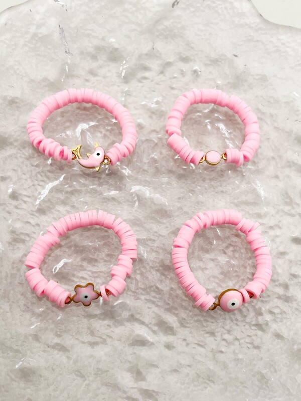 1pc European And American Exaggerated And Personalized Pink Rubber Bead ...