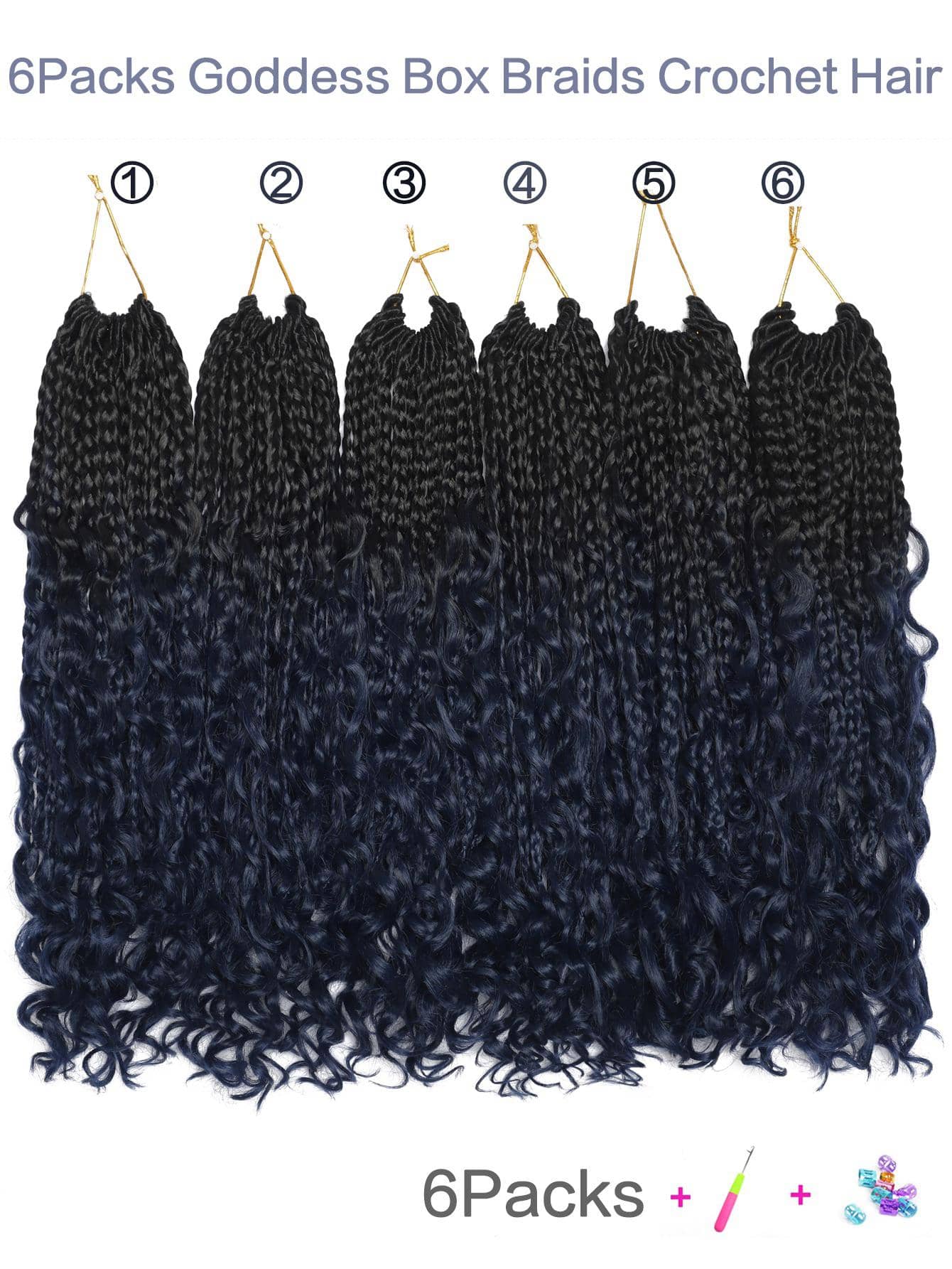 6 Packs Crochet Box Braids, Boho Box Braids Crochet Braids Hair ...