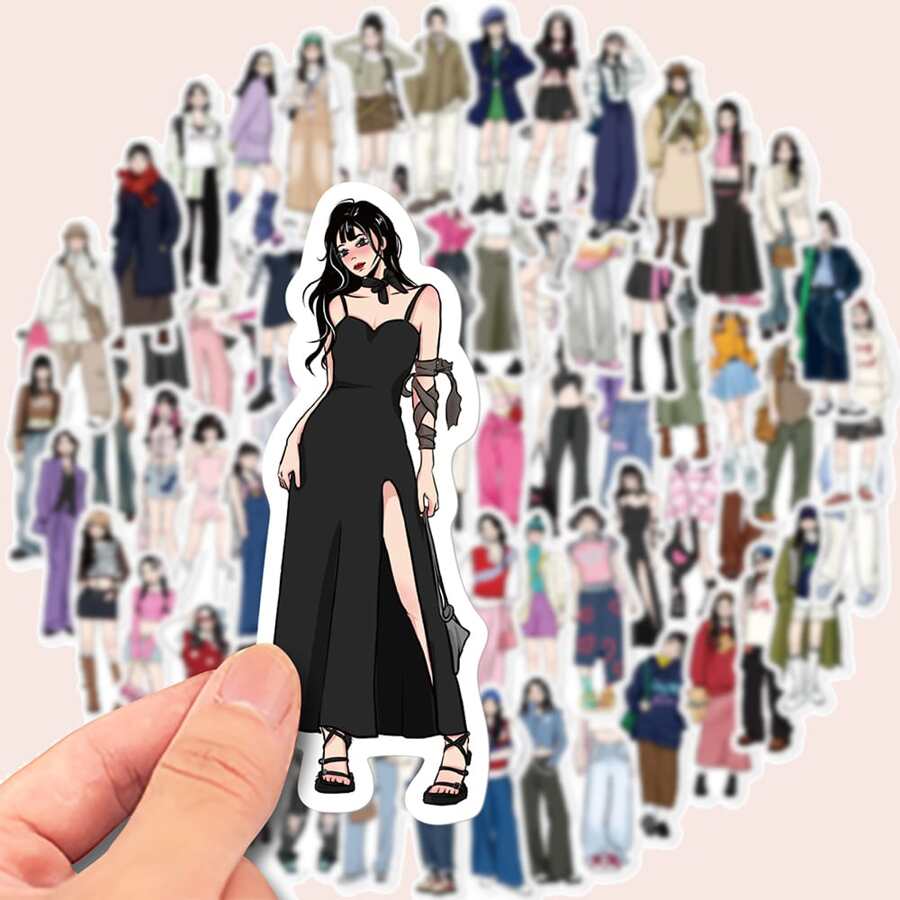 65pcs Mocha Girl Graffiti Stickers For Decorating Mobile Phones ...