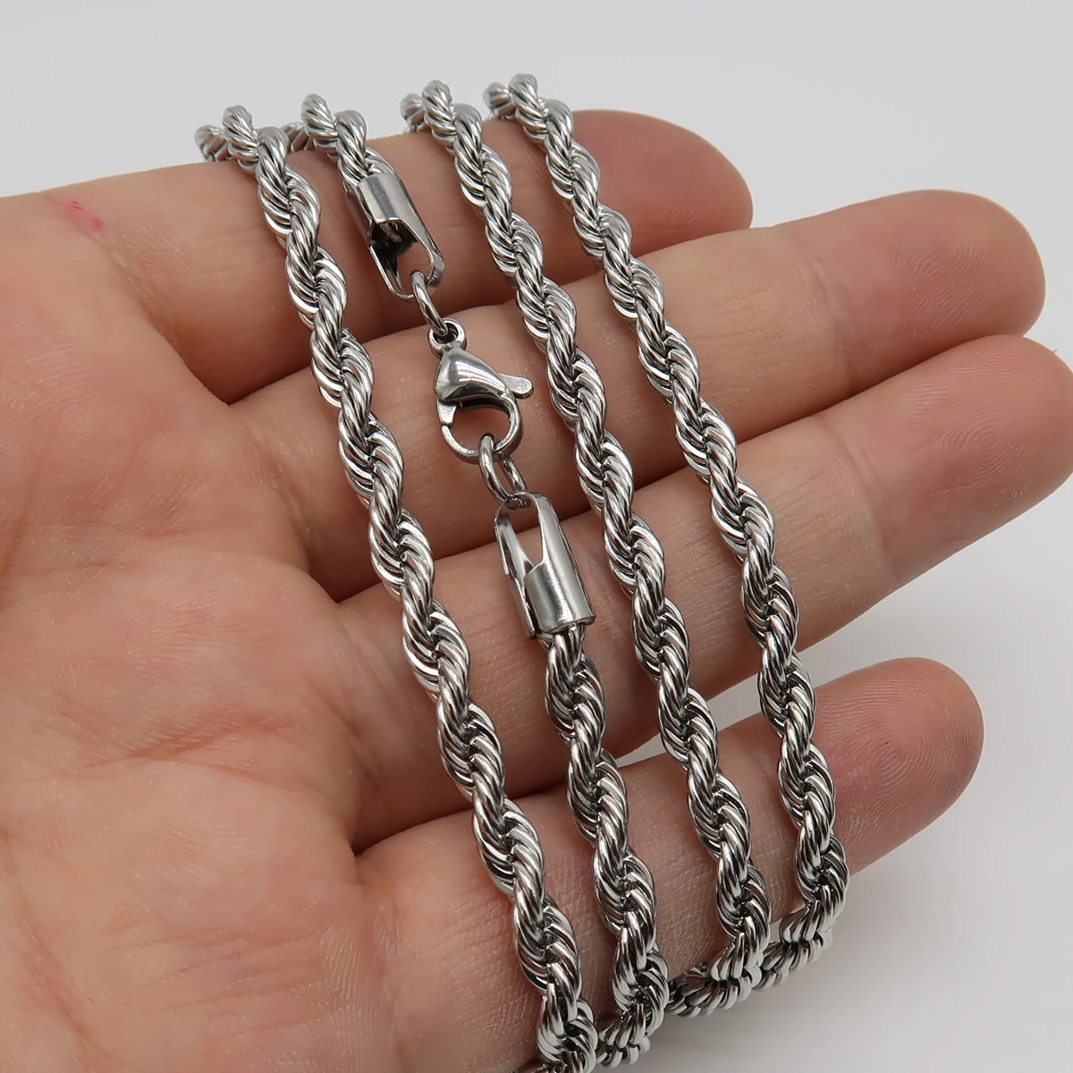 5mm Thick Stainless Steel Twisted Rope Chain Necklace For Men | SHEIN USA