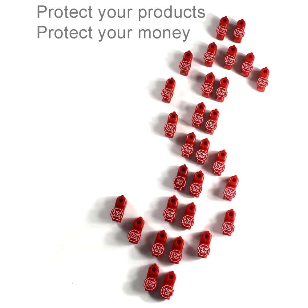 Peg Hook Lock Stop Lock 100 Pieces Plastic Red Stop Lock Anti-Theft ...