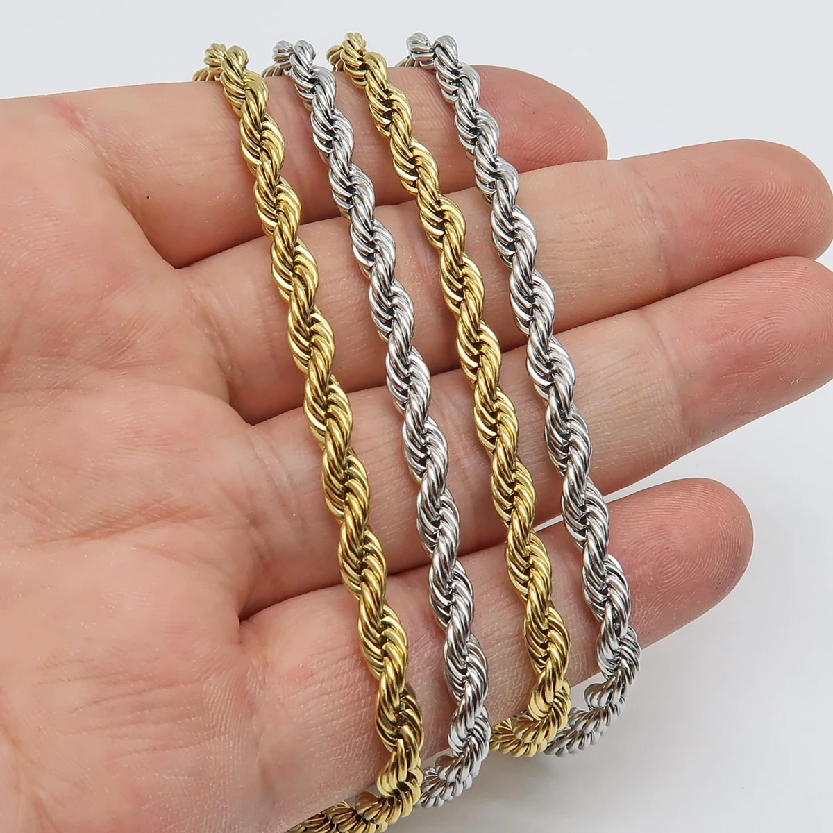 5mm Thick Stainless Steel Twisted Rope Chain Necklace For Men | SHEIN USA