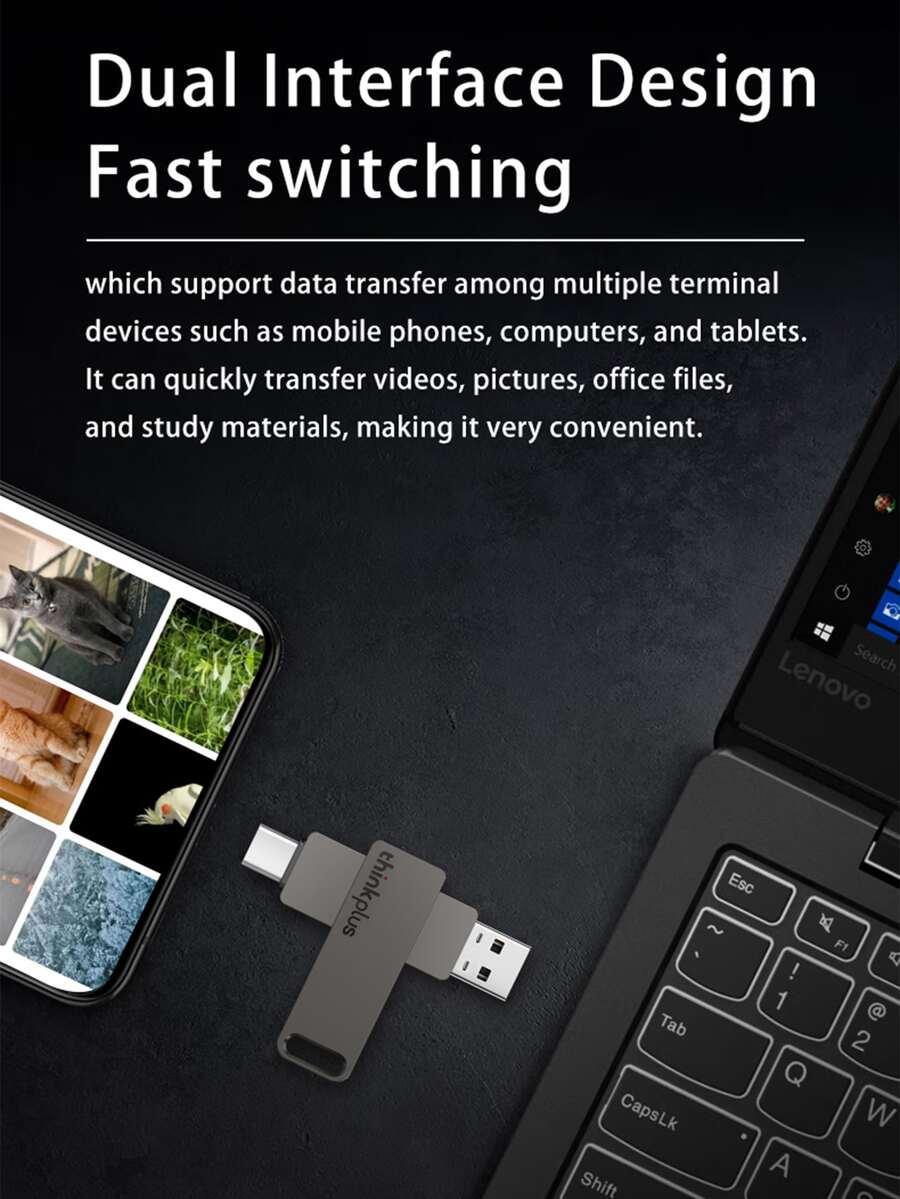 כונן הבזק מסוג USB מסוג C בנפח 128 ג'יגה-בייט: 2 ב-1 USB כפול A + USB C ...