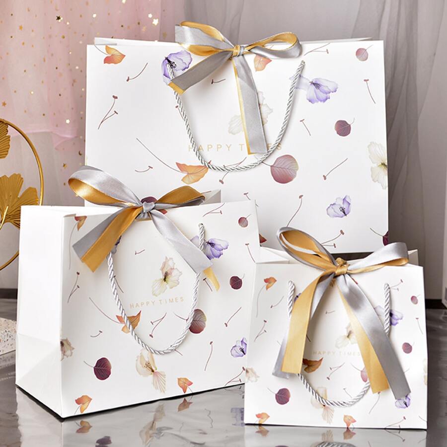 1pc Ins Leaf Design Gift Bag With Handle For Candy & Snack Packaging ...