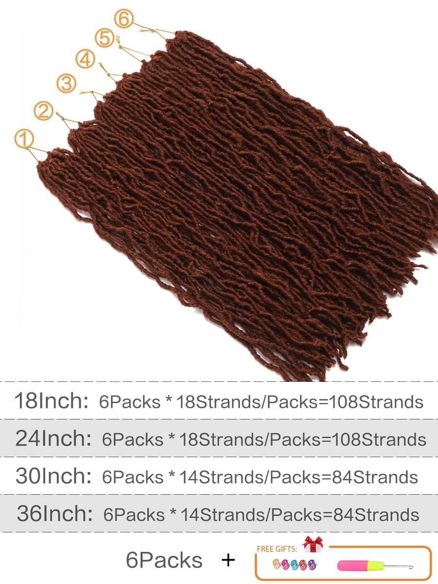 6 Packs Soft Locs Crochet Hair, Pre Looped Faux Locs Crochet Braids ...