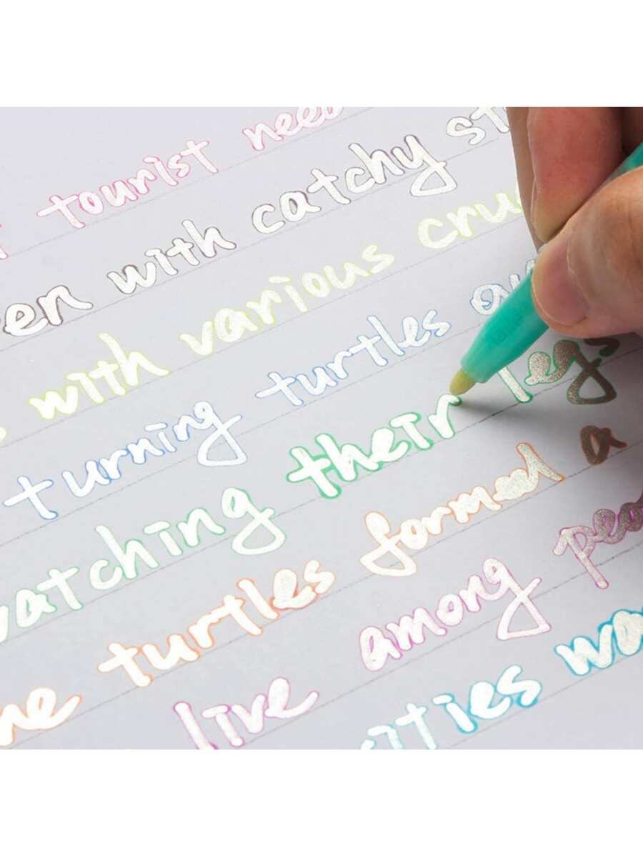 8 Color Christmas Pen Highlighter Double Line Outline Art Pen Marker ...