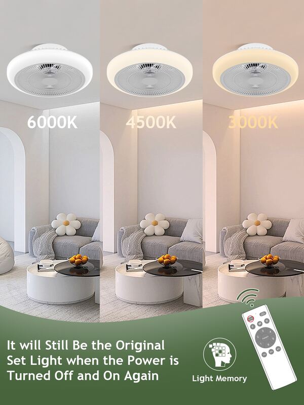 Ceiling Fans with Lights and Remote, Low Profile Bladeless Ceiling Fan ...