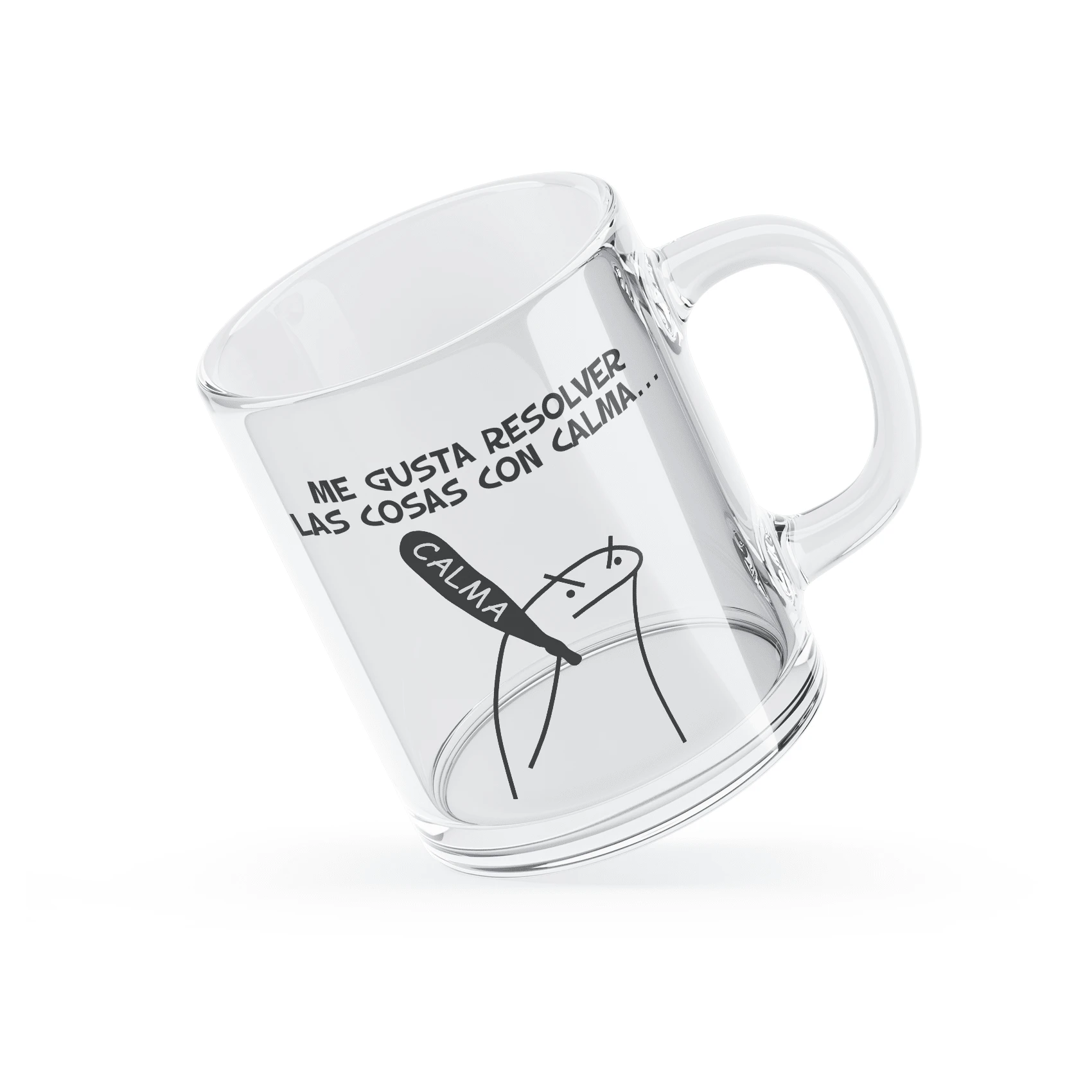 Flork Crystal Mug I Like To Solve Everything Calmly | Funny Meme Phrase ...