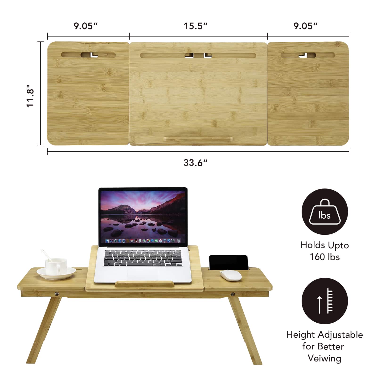 Treadmill Desk Attachment Bamboo Walking Laptop Stand Holder ...