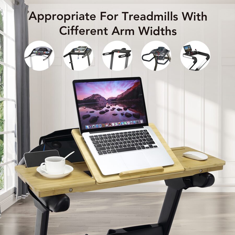 Treadmill Desk Attachment Bamboo Walking Laptop Stand Holder ...