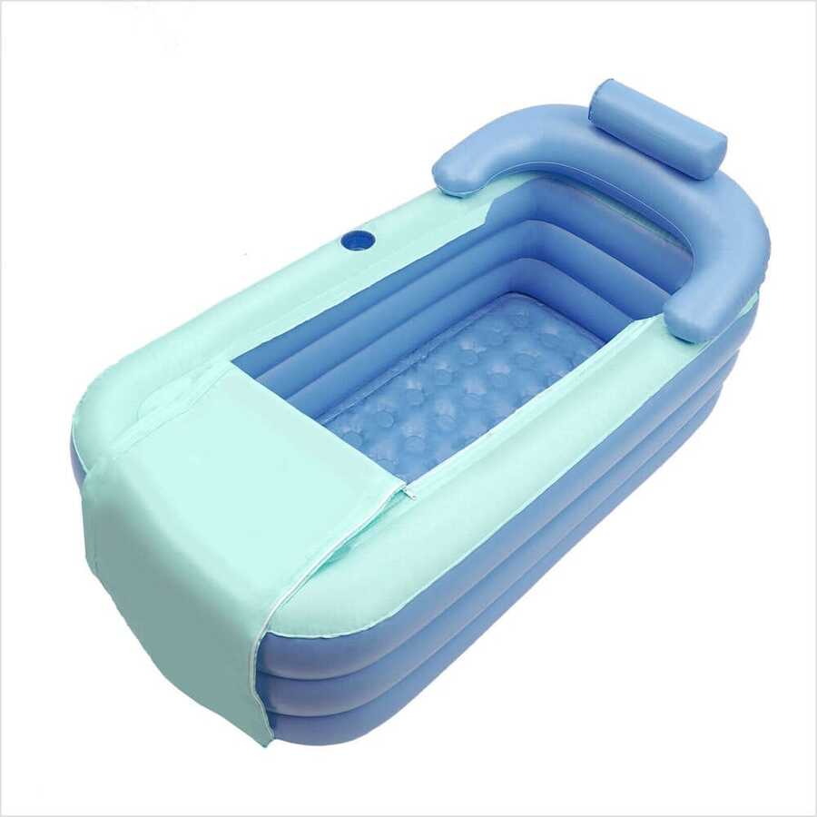 Blue INFLlatable Adult PVC Folding Portable Blow Up Bathtub Bath Tub ...