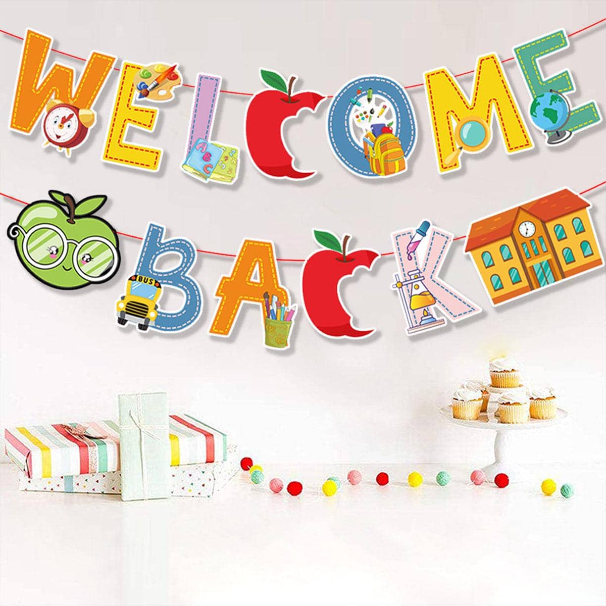 1 Set Paper Welcome Back Banners Decorations For School, Kindergarten ...