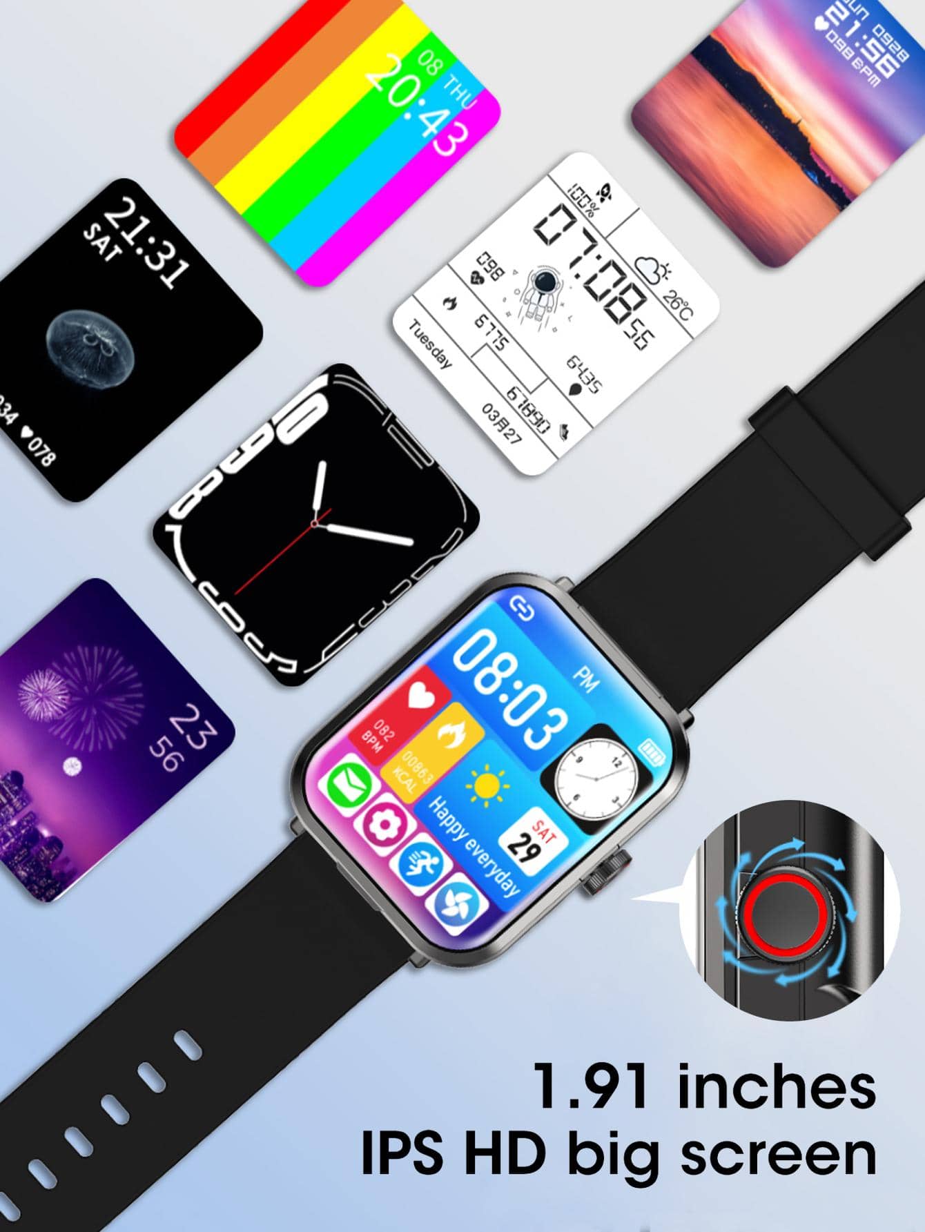 D8 D8 Smart Watch With Earbuds ,For IOS/Android Phones Fitness Tracker With 100+ Sports ...