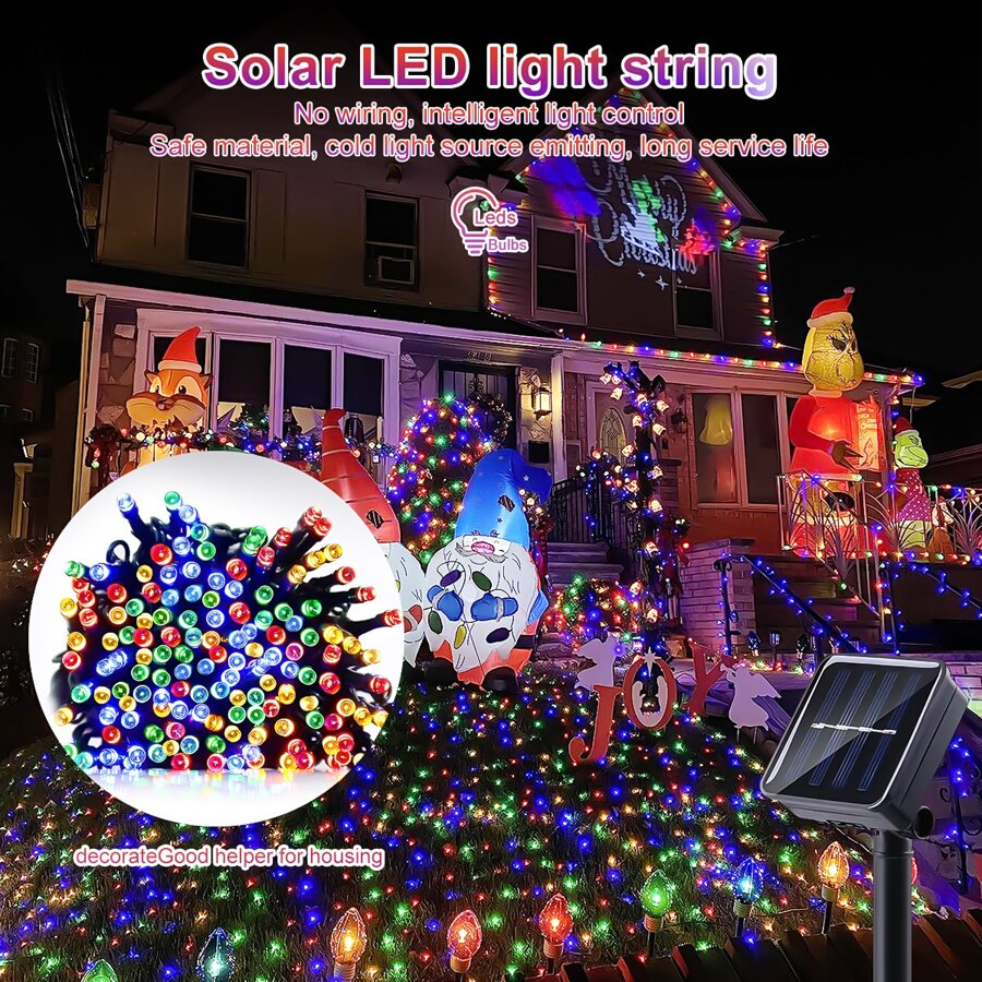 1PC 39.3Ft Solar String Lights Outdoor, 100 LED Extra-Bright Solar ...