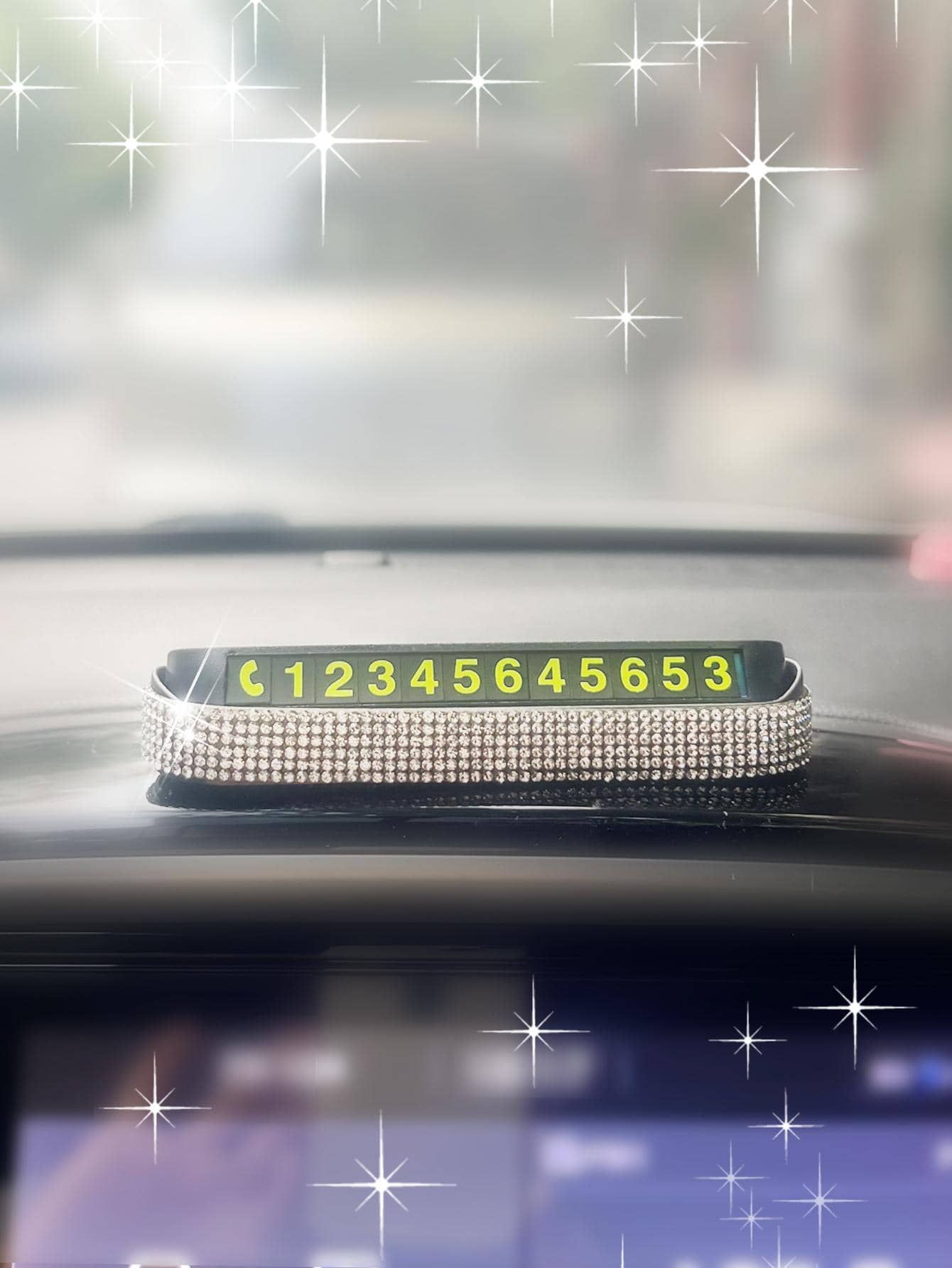 Car Temporary Parking Number Plate With Rhinestone For Moving Car ...