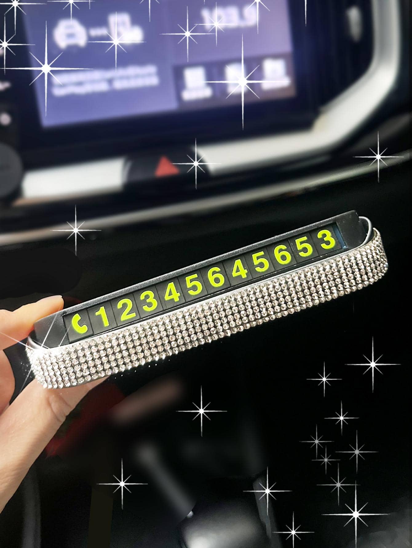 Car Temporary Parking Number Plate With Rhinestone For Moving Car ...