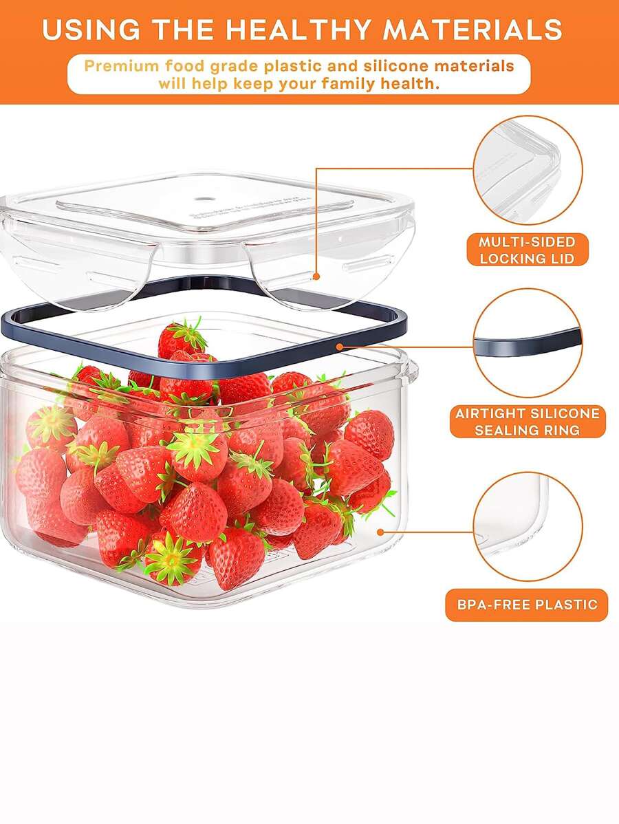 26 PCS Food Storage Containers with Lids Airtight Plastic Storage Meal ...