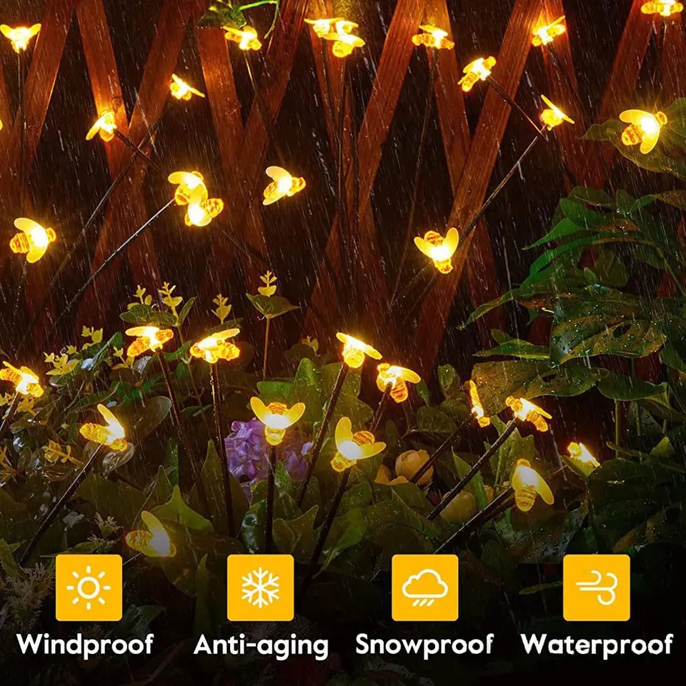Solar Garden Lights Solar Bee Firefly Lights With 2 Lighting Mode 6pcs ...